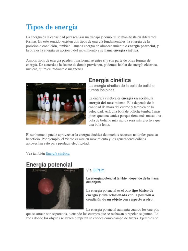 Tipos de Energía | PDF | La energía nuclear | Electricidad