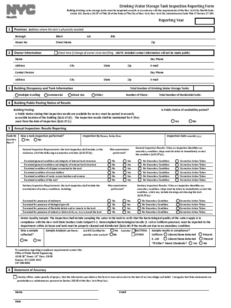 Watertank Inspection | PDF | Drinking Water