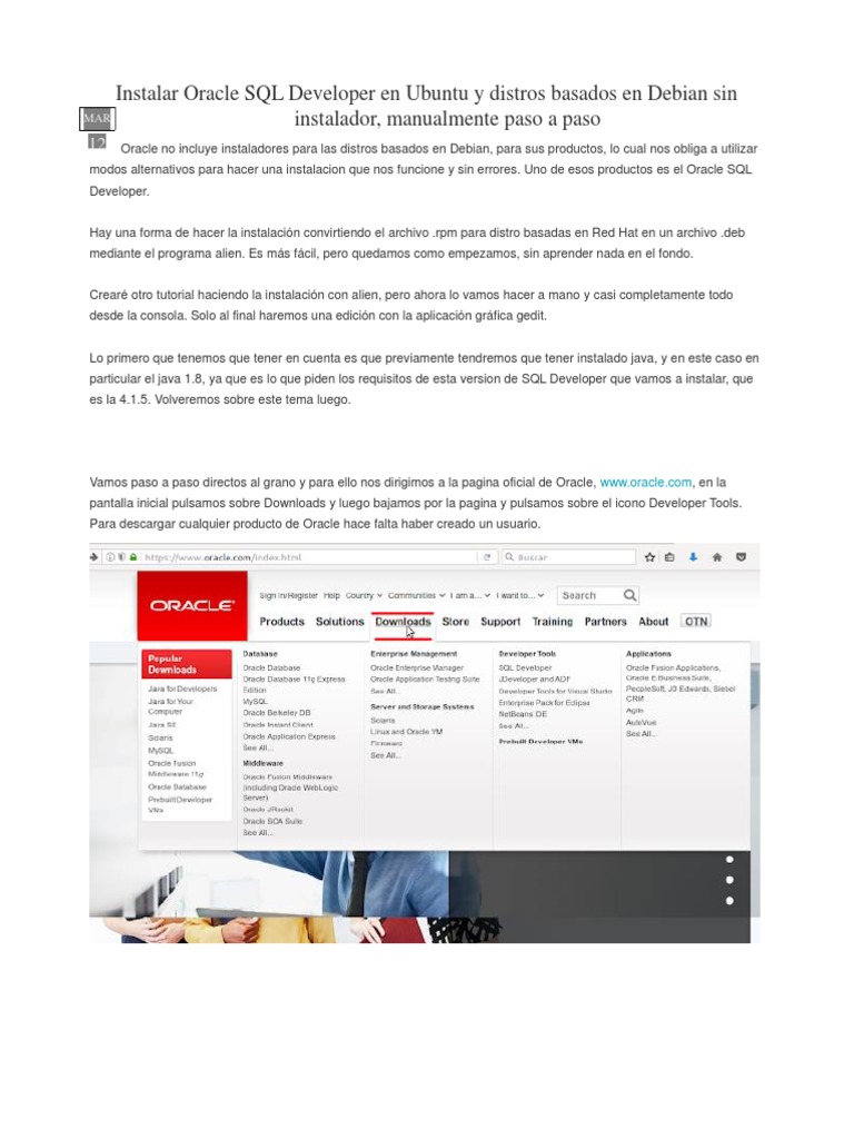 Instalar Oracle SQL Developer en Ubuntu y Distros Basados en Debian Sin Instalador, Manualmente ...