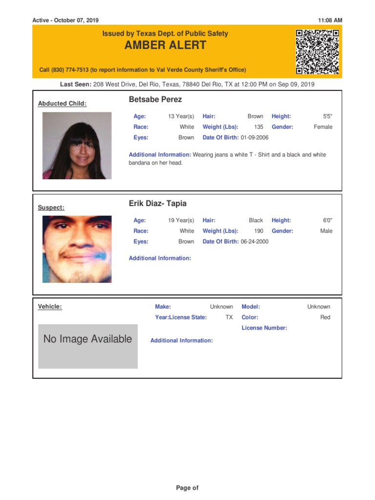 AMBER Alert Flyer Betsabe Perez | PDF