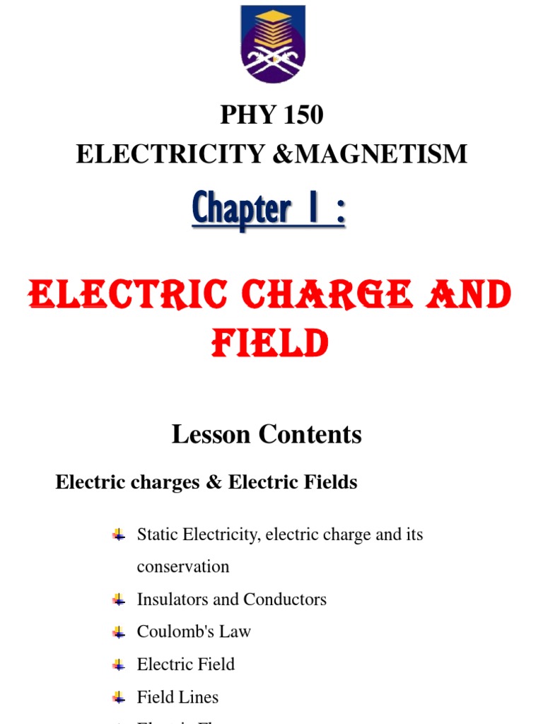 Phy150 - Chapter 1 Electric Charge & Electric Field 2018 | PDF | Electric Charge | Electron