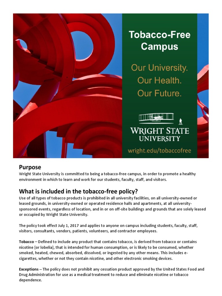 Tobacco-Free Campus Flyer | PDF | Smoking Cessation | Cigarette
