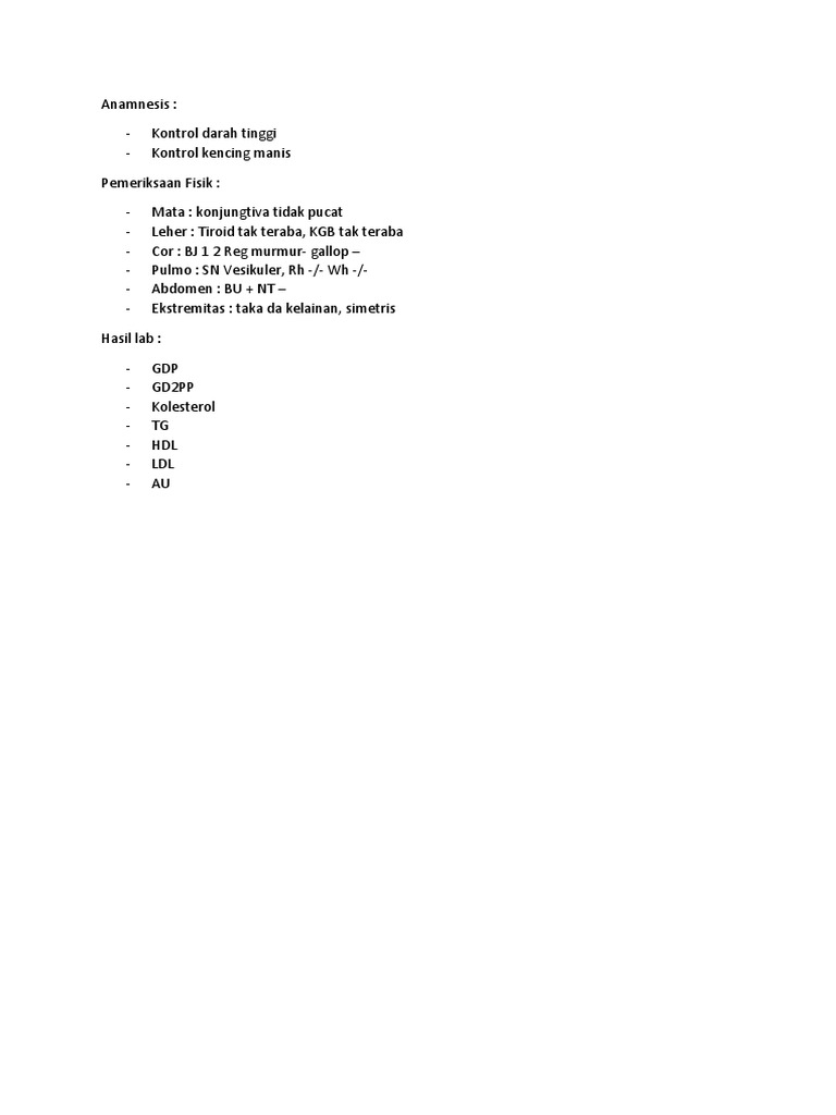 Template Anamnesis Dan Pemeriksaan Dokter | PDF