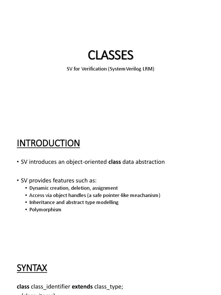 Object Oriented Programming In Systemverilog Classes Inheritance And