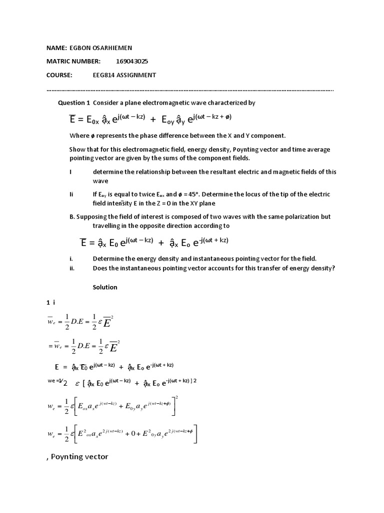 Electromagnetic Wave Analysis | PDF | Mathematical Physics ...
