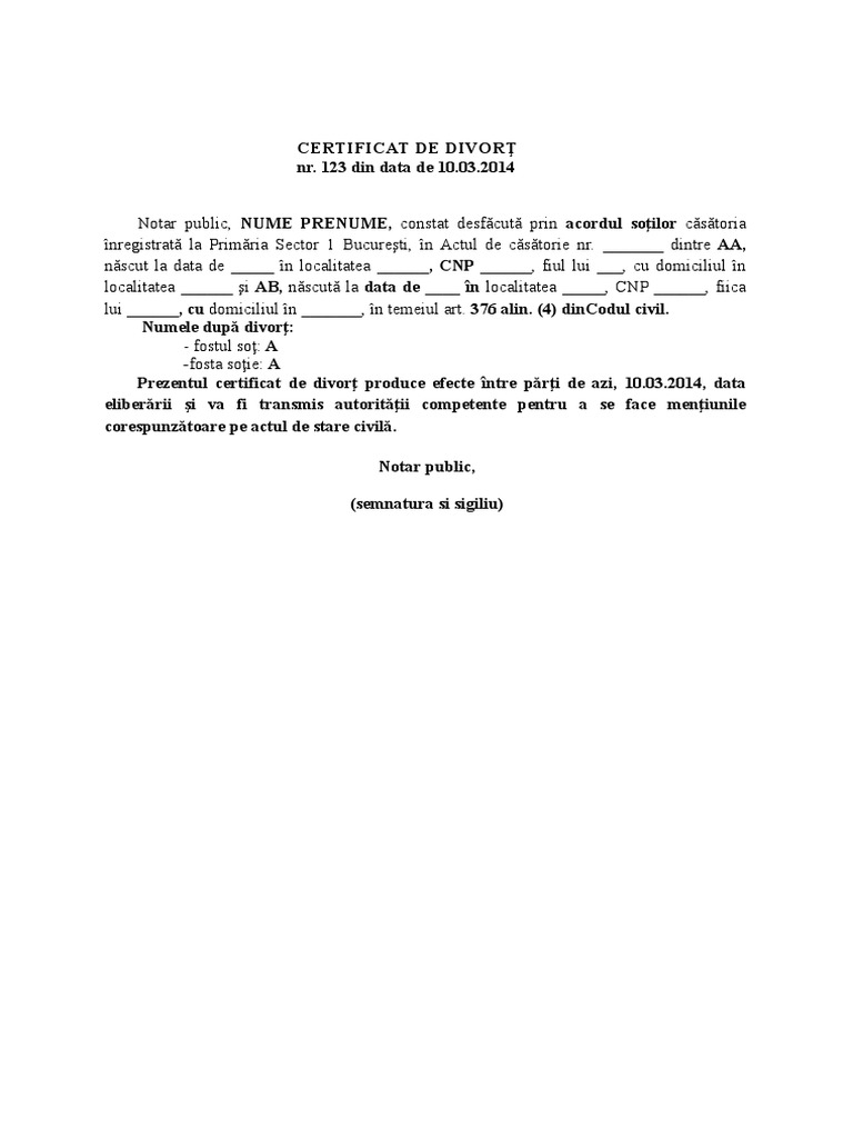 Certificat Divort | PDF