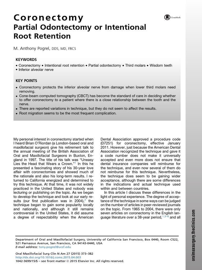 Coronectomy | PDF | Ct Scan | Clinical Medicine