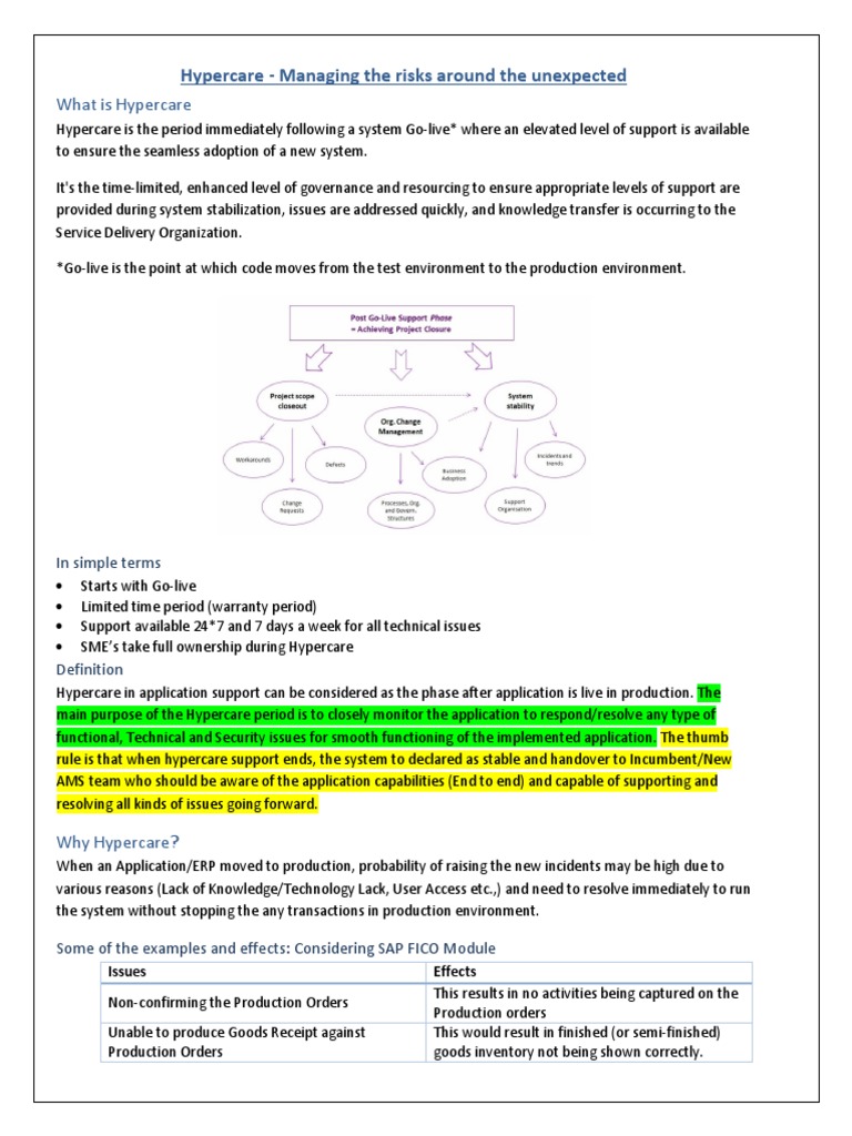 Hypercare Approach v2 | PDF | Technical Support | Software Bug
