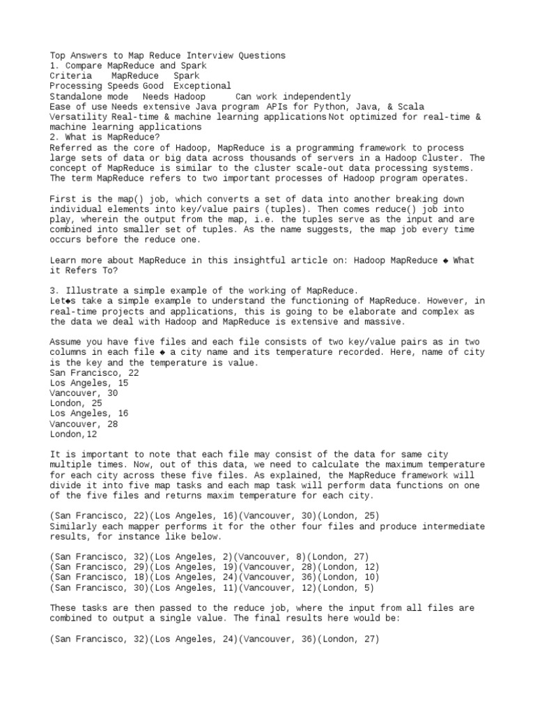 Top Answers To Map Reduce Interview Questions | PDF | Map Reduce | Apache Hadoop