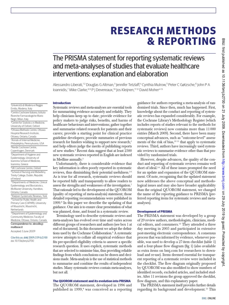 Research Methods & Reporting | PDF | Systematic Review | Health Research