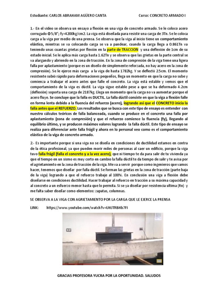 Falla Ductil (Trabajo) | PDF | Hormigón | Concreto reforzado