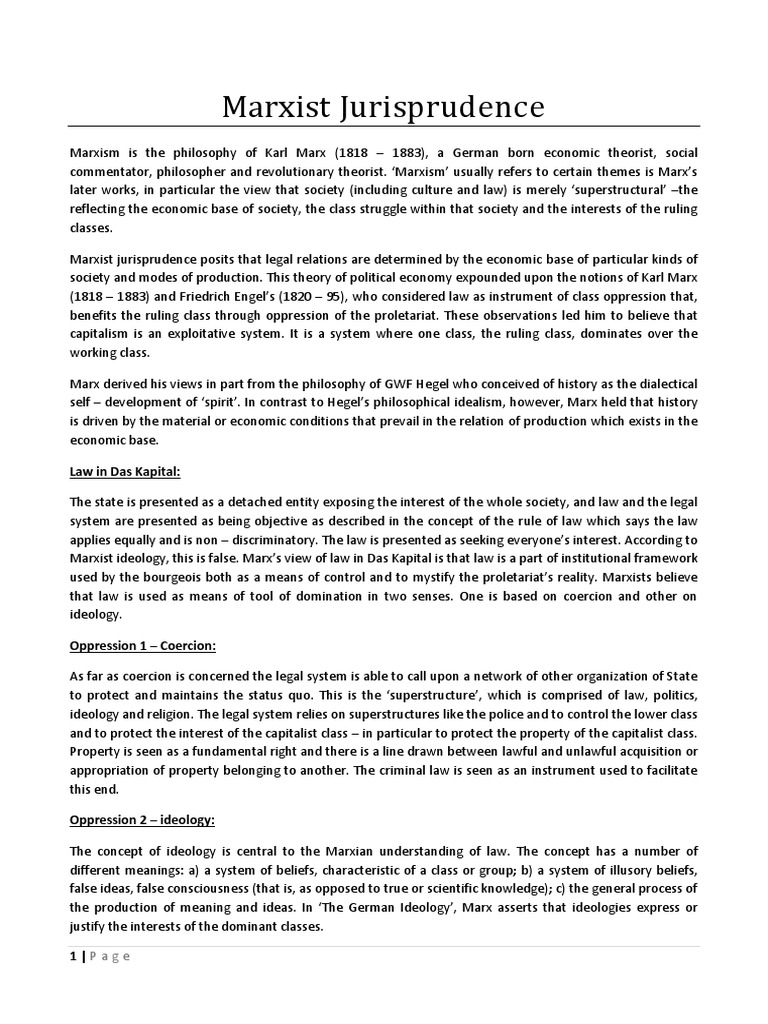 Marxist Jurisprudence PDF | PDF | Marxism | Karl Marx