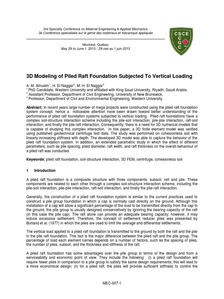 3D Modeling of Piled Raft Foundation Sub PDF | PDF | Finite Element ...