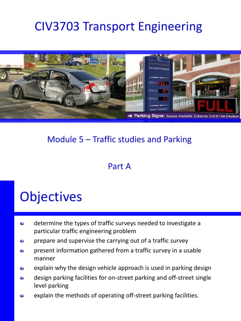 CIV3703 Transport Engineering (USQ) | PDF | Traffic Collision | Parking