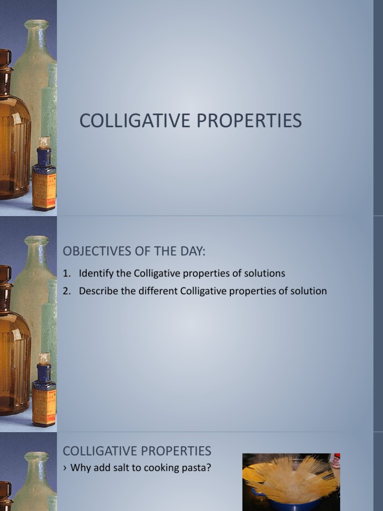 Gen. Chem Colligative Properties | PDF | Osmosis | Solution