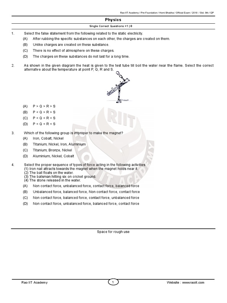 Homi Bhabha Class 9 Exam Paper 2024 | PDF | Satellite | Lens (Optics)