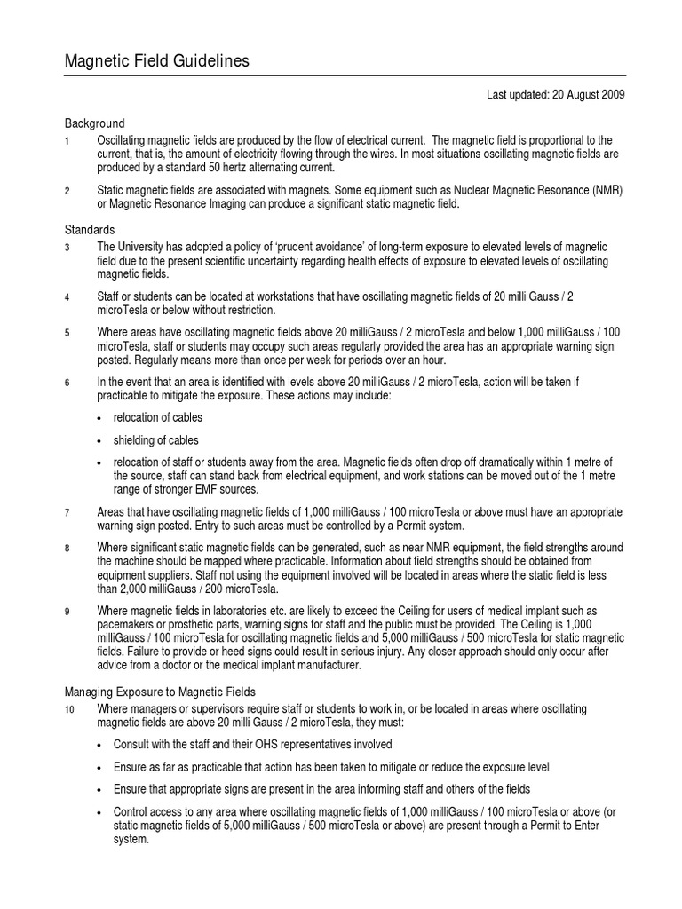 Magnetic Fields Guidelines 1 Pdf Electromagnetism Physics
