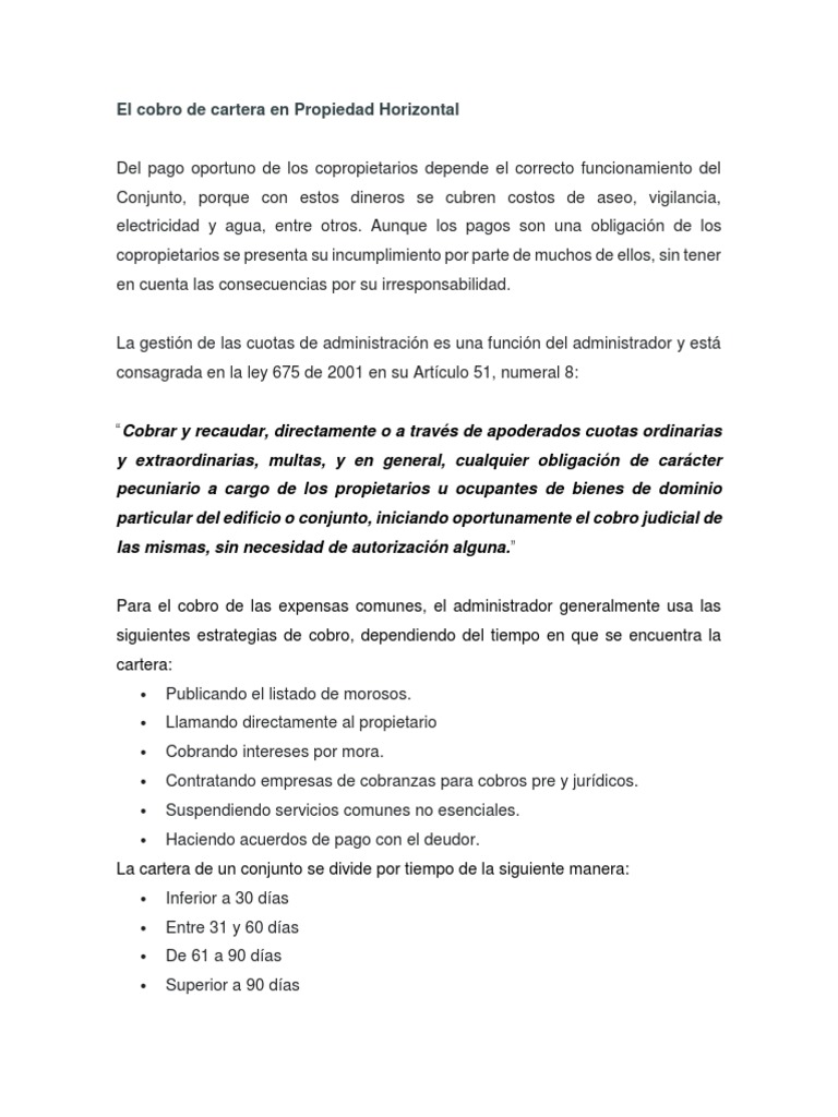 El Cobro de Cartera en Propiedad Horizontal y Medidas Cautelares. | PDF ... El Cobro de Cartera en Propiedad Horizontal y Medidas Cautelares. | PDF ...