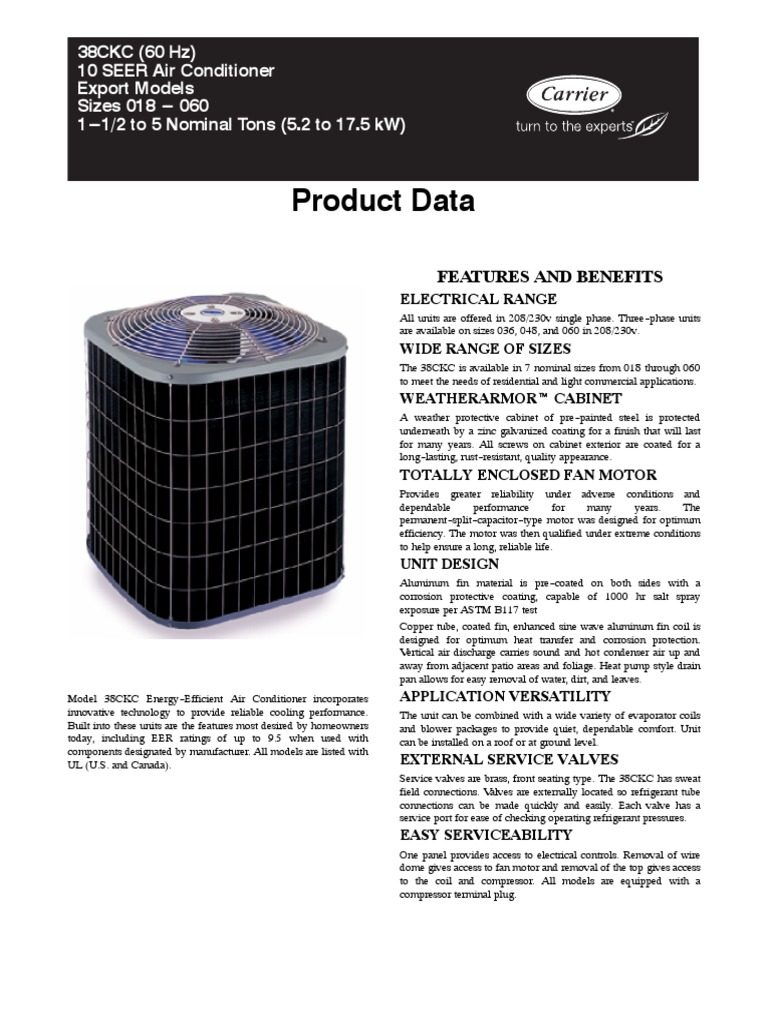 Carrier 38ckc E6pd | PDF | Air Conditioning | Home Appliance