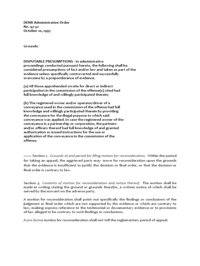 DENR Admin Order 97-32 Overview | PDF | Judgment (Law) | Judiciaries