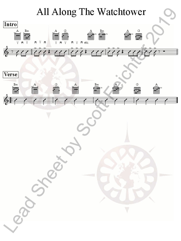 All Along The Watchtower: Lead Sheet by Scott Feichter 2019 | PDF