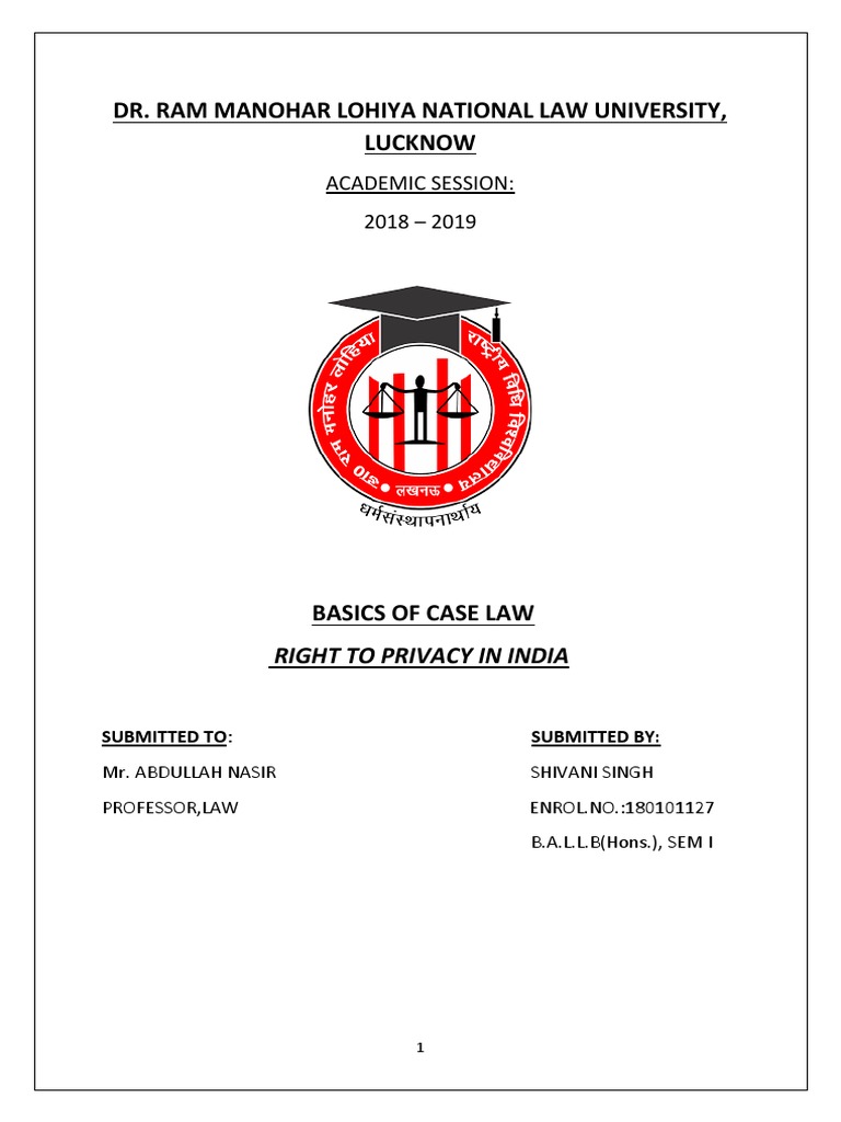 Case Law Project | PDF | Privacy | Right To Privacy