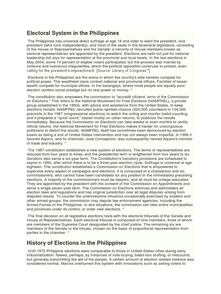 Electoral System in The Philippines | PDF | Electoral Fraud | Elections