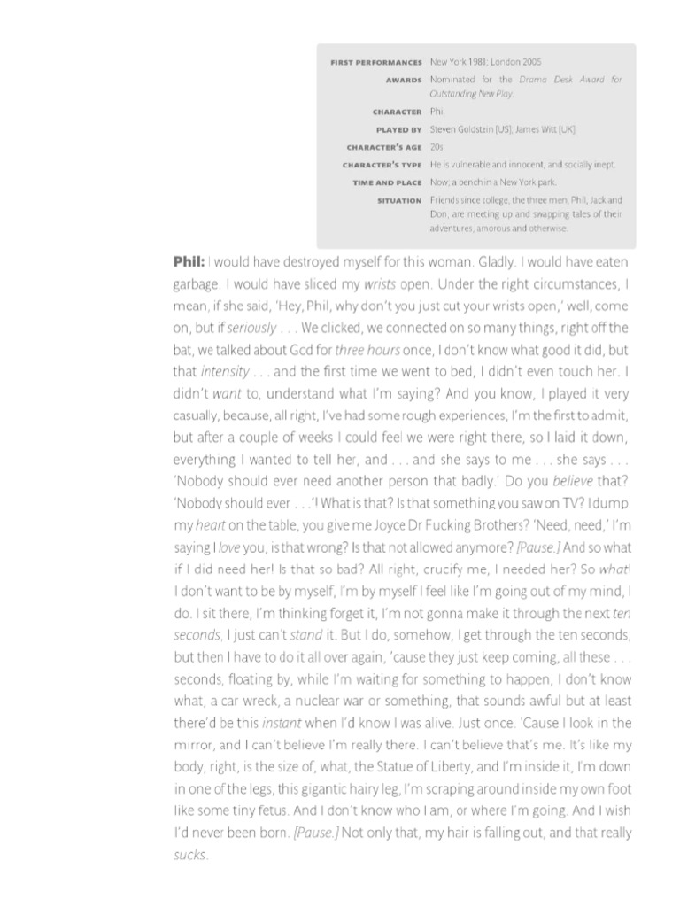 Boys' Life Monologue | PDF