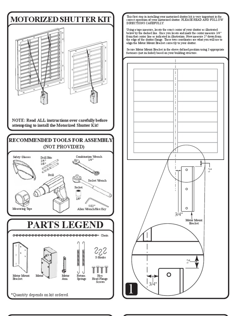 Install motorized shutter kit | PDF | Tools | Equipment