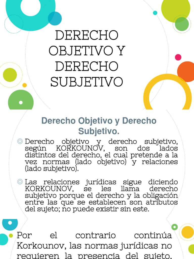 Derecho Objetivo y Subjetivo Explicado | PDF | Subjetividad | Derechos
