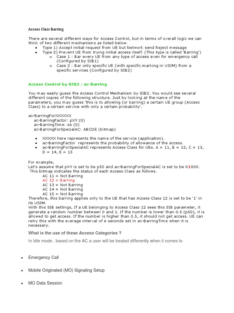 Access Class Barring | Download Free PDF | Computer Engineering | Computer Networking