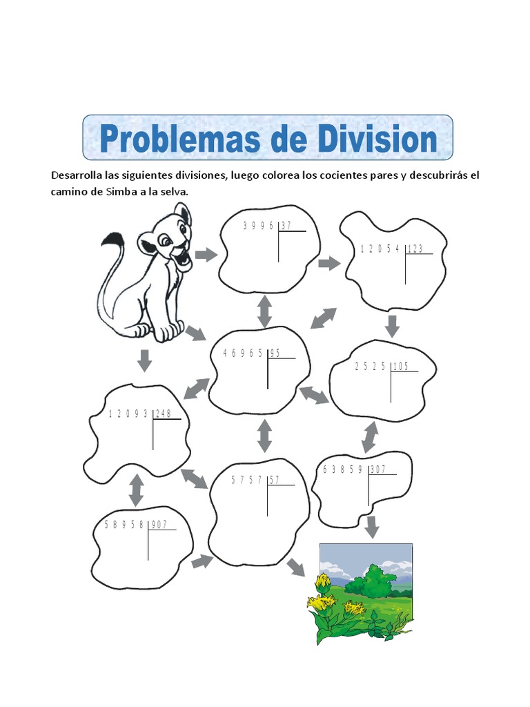 Ficha Problemas de Division para Cuarto de Primaria | PDF