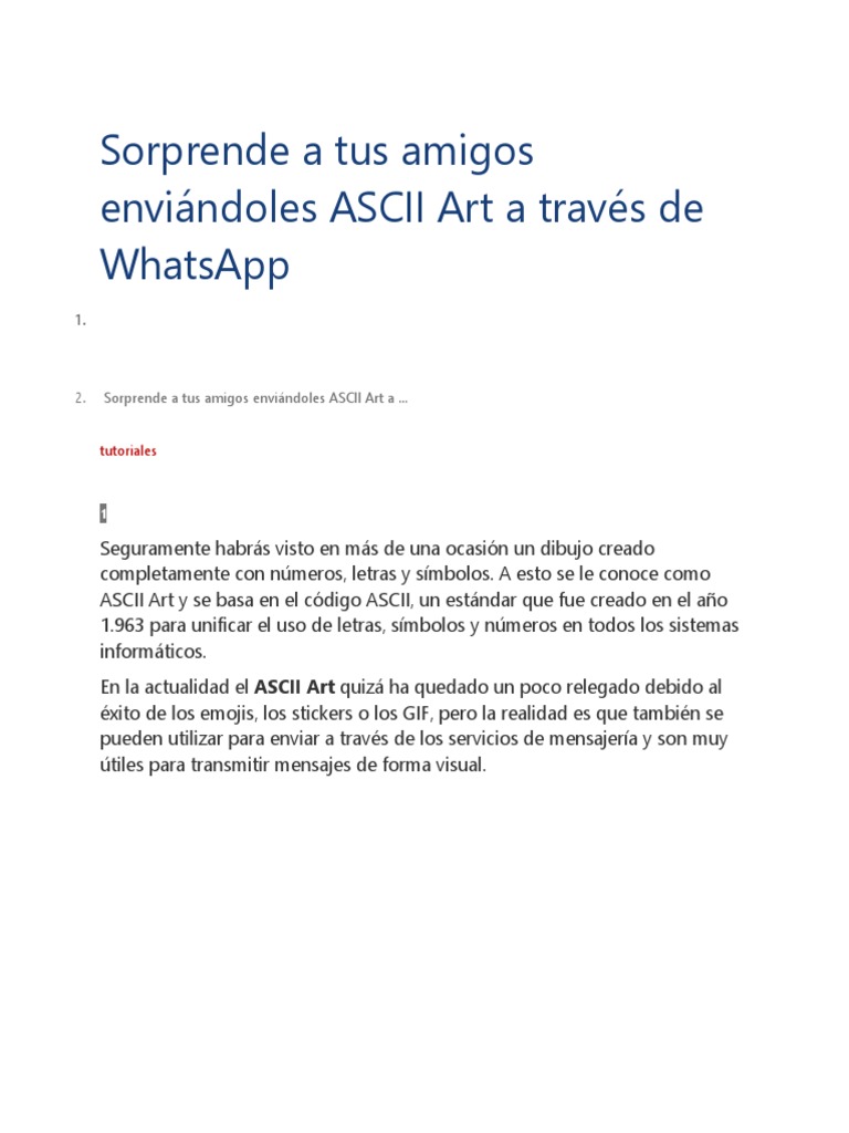 ASCII Art para WhatsApp: Guía y Recursos | PDF | Teclado | Ascii