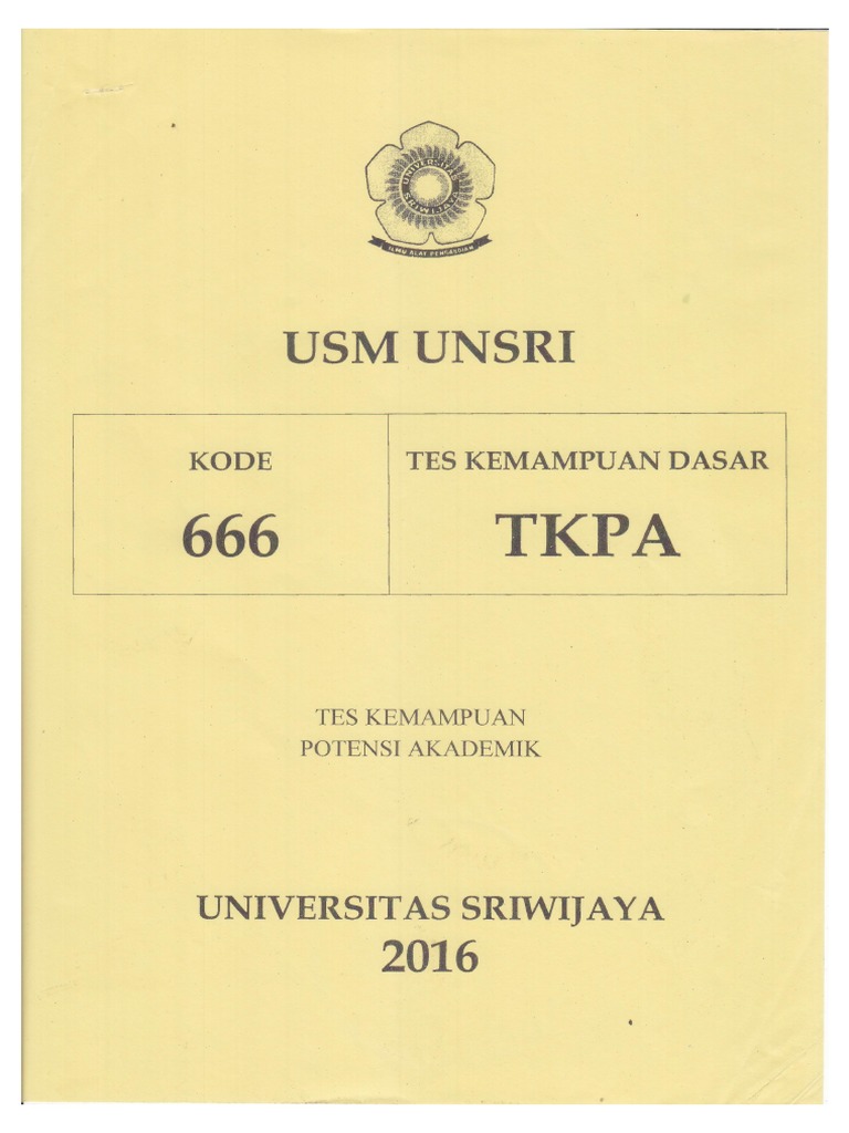 Soal Tkpa Usm Unsri 2016 PDF | PDF