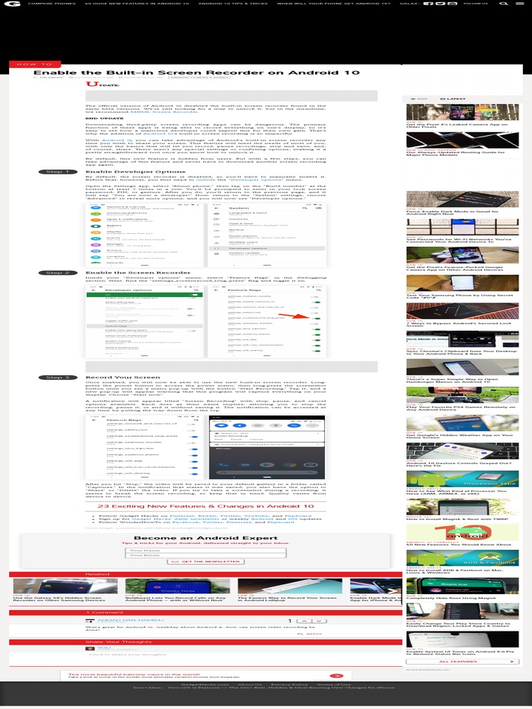 How To Enable The Built-In Screen Recorder On Android 10 Android ...