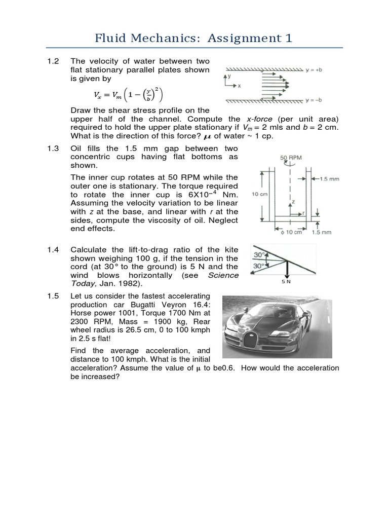Fluid Mechanics Assignment 1 Forces | PDF