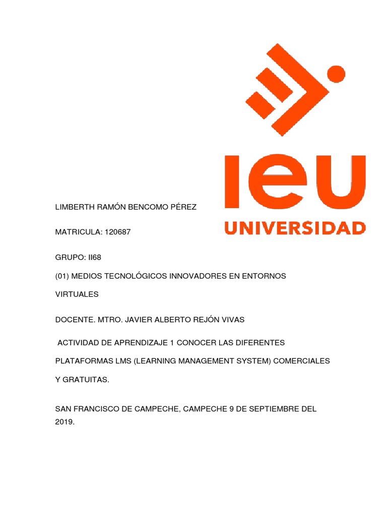 Limberth Bencomom Actividad 1 Ieu | PDF | Moodle | Informática