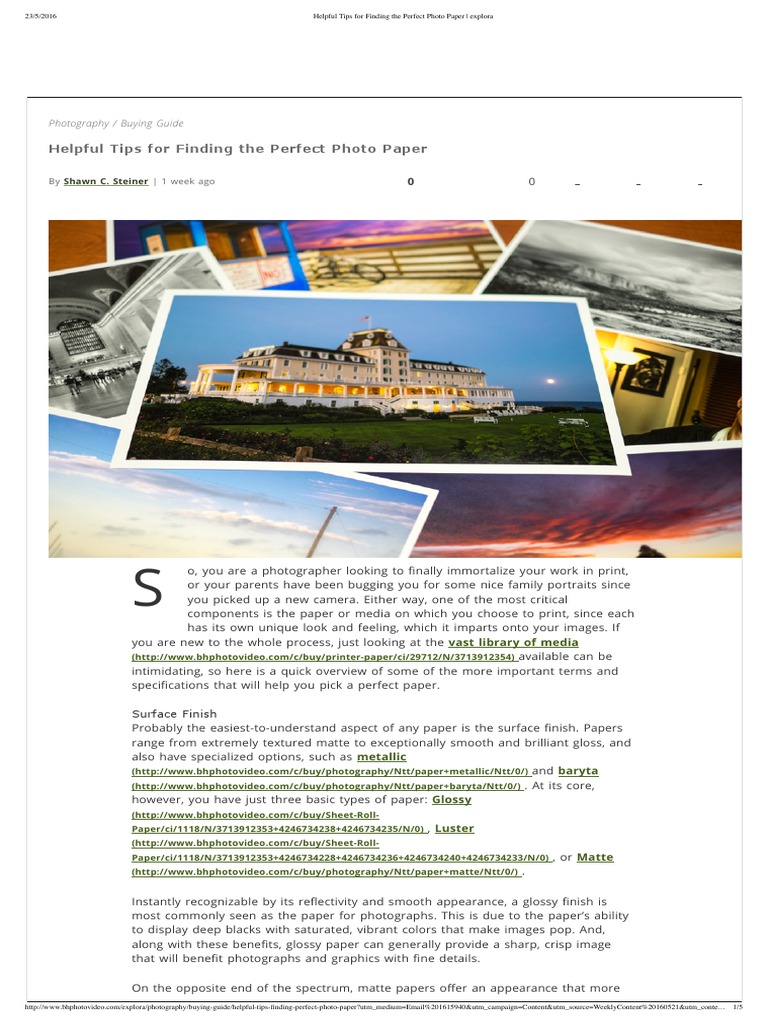 Helpful Tips For Finding The Perfect Photo Paper: Photography / Buying ...
