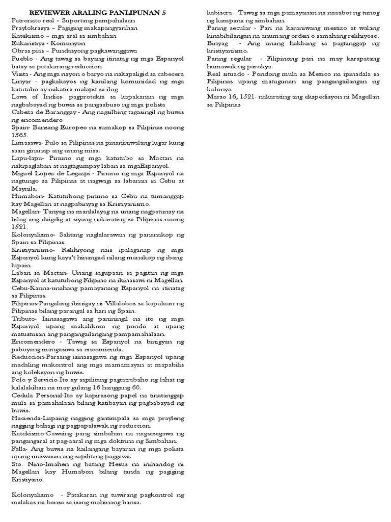 Grade 5 AP Reviewer | PDF