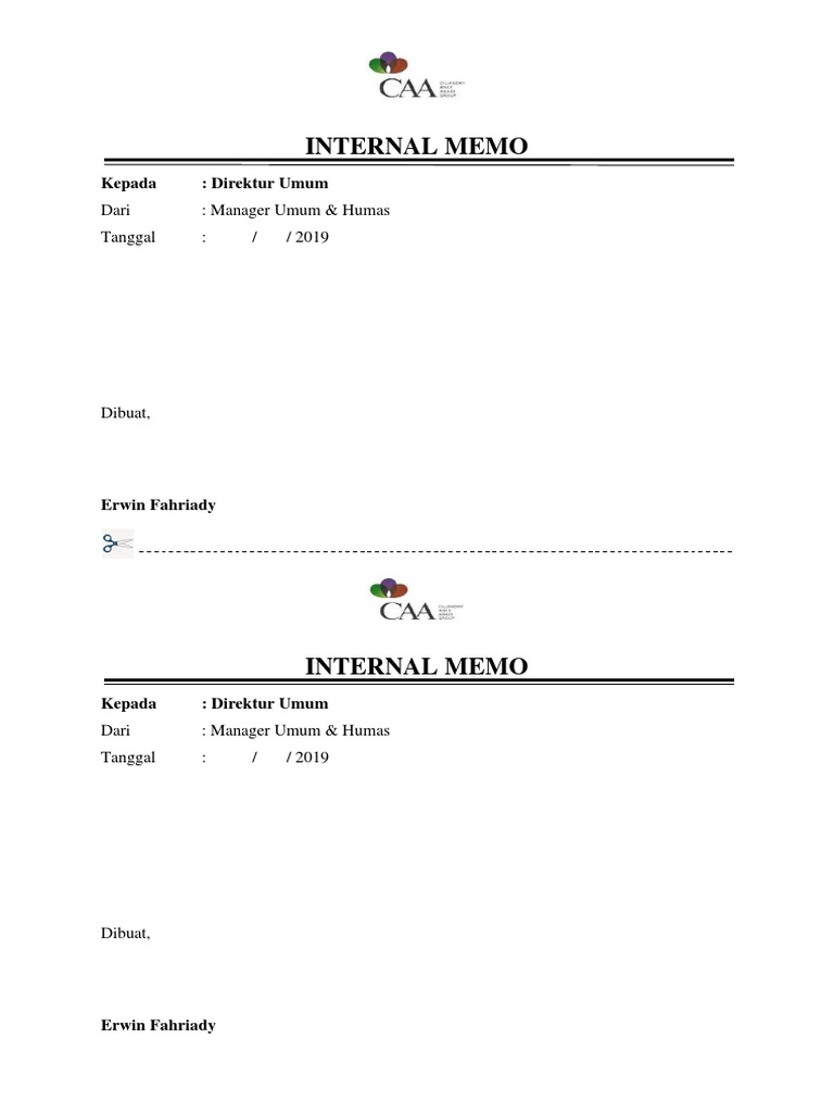 Contoh Format Internal Memo | PDF | Bisnis | Ilmu Sosial
