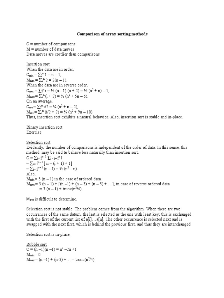 Sorting Analysis | PDF | Discrete Mathematics | Areas Of Computer Science