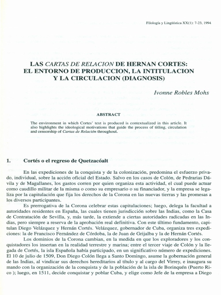 Cartas de Relacion de Cortes | PDF | Hernán Cortés | Imperio español