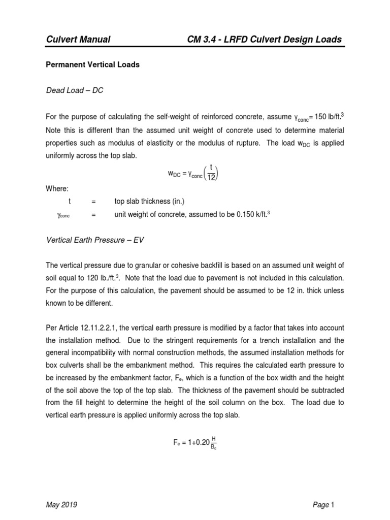 CM 3.4 LRFD Culvert Design Loads PDF | PDF | Axle | Traffic