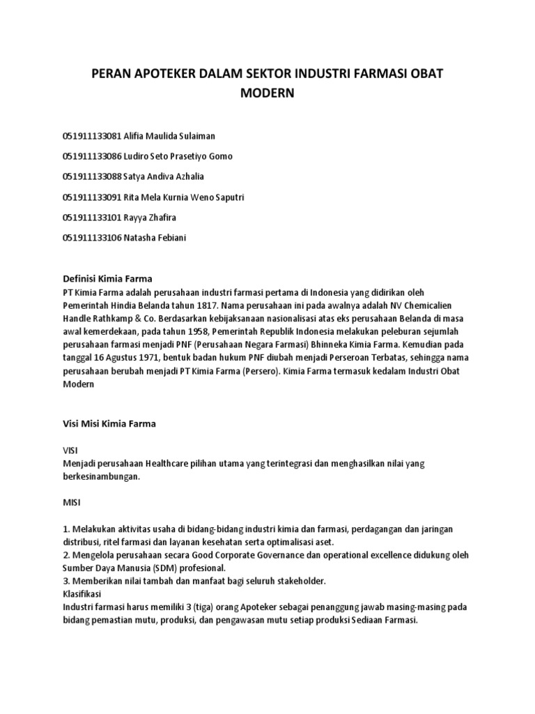 Industri Obat Modern | PDF