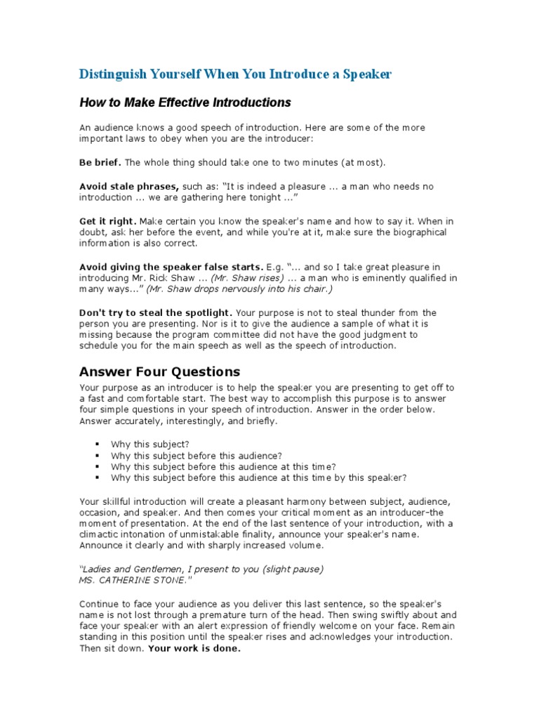 Attach 10 Notes - How To Introduce A Speaker | Download Free PDF ...