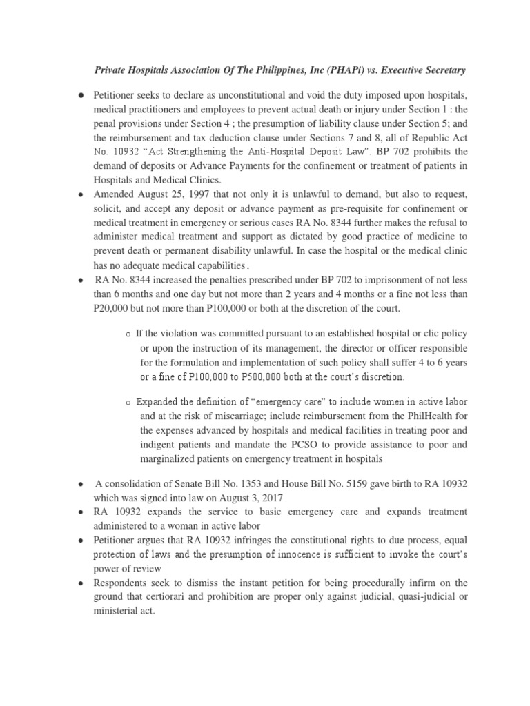 PHAPi Challenges RA 10932 Constitutionality | PDF | Standing (Law ...