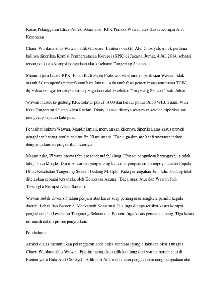 Kasus Pelanggaran Etika Profesi Akuntansi Pdf