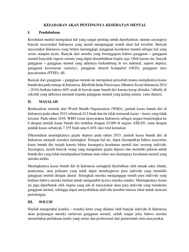 Essay Tentang Kesehatan Mental | PDF