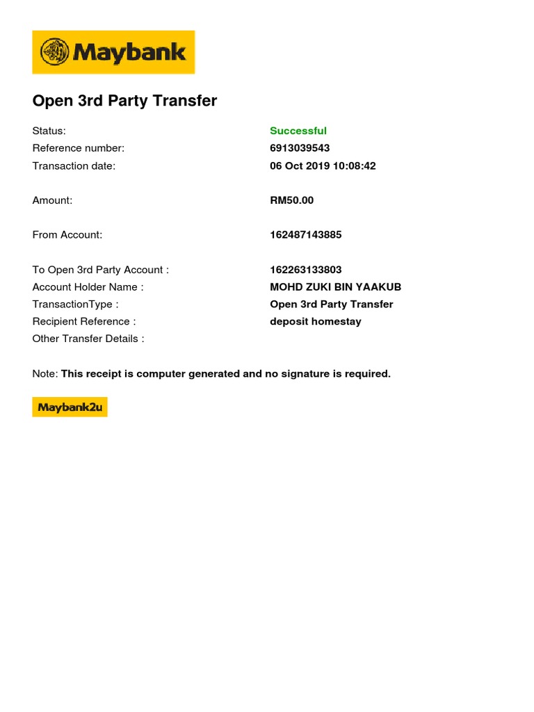 Open 3rd Party Transfer: Successful | PDF | Finance & Money Management ...
