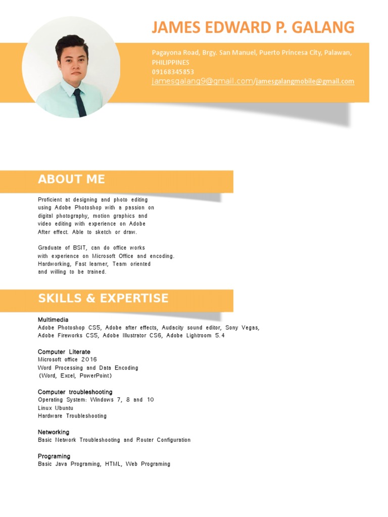 James Edward P. Galang: About Me | PDF | Digital Technology | Computing